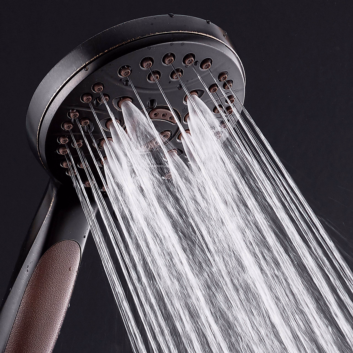 AquaSpa High Pressure 6-Setting Luxury Handheld Shower Head with Extra Wall Bracket, Oil Rubbed Bronze Finish