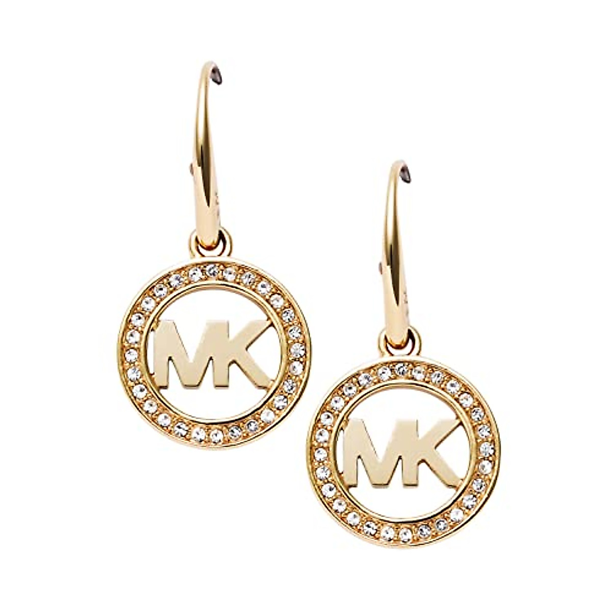 Michael Kors Gold-Tone MK Logo Drop Earrings
