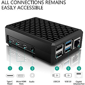 Raspberry Pi 4 Case, Miuzei Aluminiun Raspberry Pi Case Passive Cooling with Heatsink Cooler for Pi 4 Model B 8GB/4GB/2GB