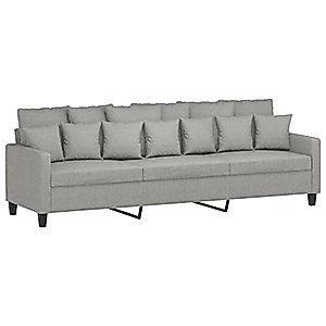 vidaXL 3-Seater Sofa: Modern Design, Durable Fabric, Breathable and Comfortable with Plywood and Metal Frame in Light Gray