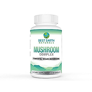 Best Earth Naturals Mushroom Complex - Vegan Formula with Lion’s Mane, Reishi, Chaga, Maitake, and Shiitake Mushrooms - 30 Day Supply