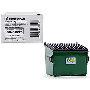 First Gear White and Green Waste Management Refuse Bin