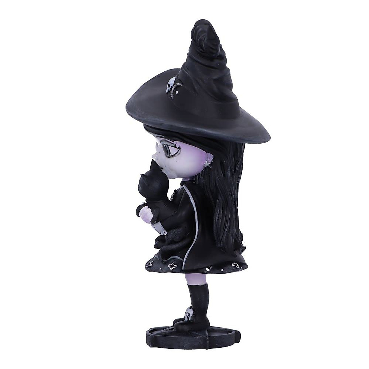 Nemesis Now Cult Cuties Hexara Witch Figurine 15cm, Resin, Black, Cute Witch and Feline Companion Figurine, Perfect Addition to Gothic Collection, Cast in The Finest Resin, Expertly Hand-Painted