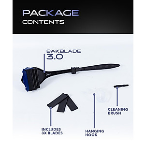BakBlade 3.0 Stealth - Back Shaver for Men, Extra Long 23" Ergonomic Handle for a Close, Pain-Free Shave, The Ultimate Back Hair Trimmer for Men, +3 Extra Back Blade Refills