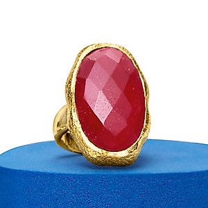Ross-Simons 25.00 Carat Pink Quartz Ring in 18kt Gold Over Sterling. Size 9