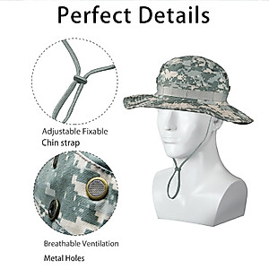 Camo Boonie Hat for Men Women, Military Tactical Wide Brim Bucket Hats, UPF50+ Jungle Sun Hats for Fishing Hunting Safari