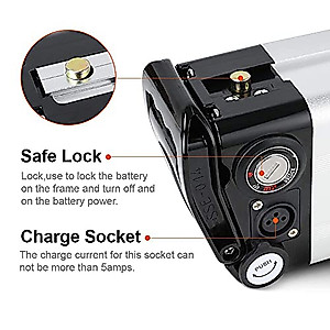 Yose Power 36V13Ah Ebike Battery, XH370-10J Silver Fish Lithium-ion Pedelec Battery with Charge for 250W/350W/500W Electric Bike Bicycles Folding Bike Mountain Bike Motor (US Warehouse) …