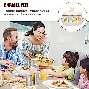 Enamel Cooking Stock Pot Soup Making Stew Pot Korean Stew Stock Pot Milk Pot for Kitchen Barbecue Picnic Cookware Pets