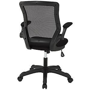 Modway Veer Office Chair with Mesh Back and Vinyl Seat With Flip-Up Arms in Black