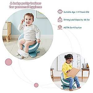 Costzon 2 in 1 Potty Training Seat, Potty Training Toilet w/Removable Potty Pot & Splash Guard, Real Toddler Potty w/High Backrest & Anti-Slip Pad, Egg-Shaped Toilet Trainer Seat for Girls Boys