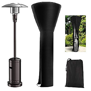 UNAOIWN Patio Heater Cover Waterproof with Zipper and Shortage Bag, 210D Oxford Fabric Standup Outdoor Round Heater Covers, Black, 89'' Height x 33" Dome x 19" Base