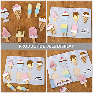 TOYANDONA Ice Cream Puzzles Wooden Educational Preschool Puzzles for Toddlers Kids Boys Girls Children Math Learning Set