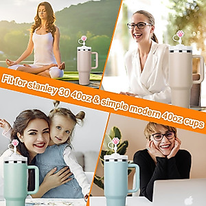 Haundry 6-Pack Straw Covers Cap for Stanley Cup, Stanley Straw Caps Compatible with 40 oz Stanley Tumbler, Reusable Silicone Dust-Proof Straw Tips for Stanley Jug Drinking Straws Plug, Bear Paw