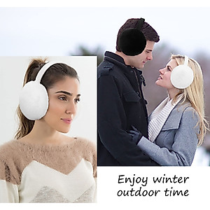 Simplicity White Ear Muffs For Women Winter Women's Earmuffs for Outdoor Snowboarding Walker Ear Protection Foldable Ear Covers Soft Warm Ear Warmers