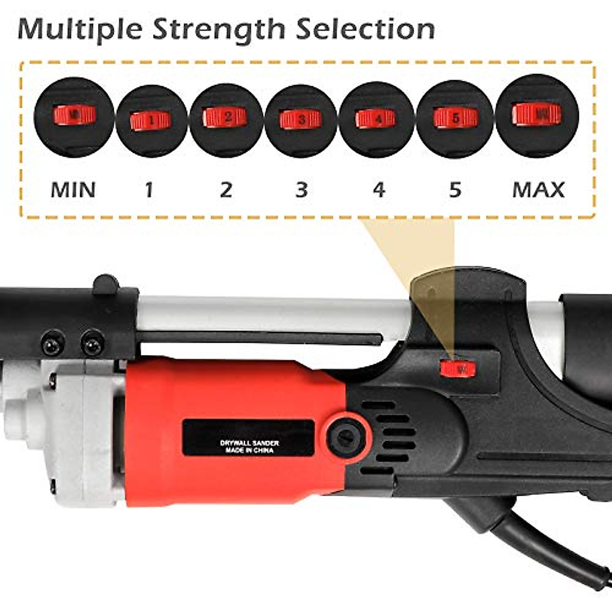 F2C Electric Drywall Sander 800w Adjustable Variable 6 Speed Disc Sander w/ 6 Sand Pads, 1000-2000RPM