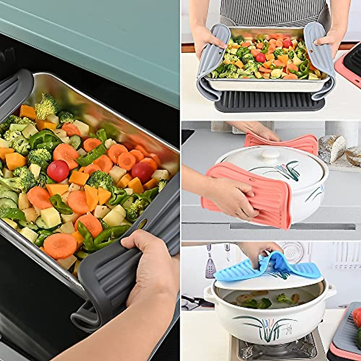 Smithcraft Silicone Trivets for Hot Dishes, Pots and Pans, Hot Pad 9"X12for Kitchen, Multi-Purpose Silicone Trivet Mat, Heat Resistant Mat for Quartz Counter & Table, Silicone Pot Holders Set 2 Purple