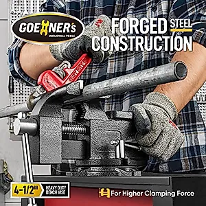 Bench Vise, 4-1/2" Vice for Workbench, Utility Combination Pipe Home Vise with Heavy Duty Forged Steel Construction, Swivel Base Table Vise for Woodworking, Home Workshop Use and DIY Jobs