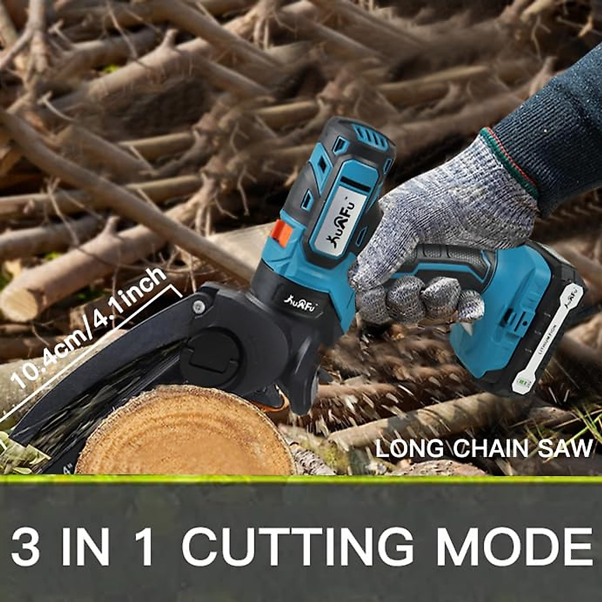 KuAFu 20V Power Tool Combo Kit-Cordless Power Hedge Trimmer and Chain Saw with Security Lock for Wood Cutting Tree Trimming,2.0AH Battery and Charger