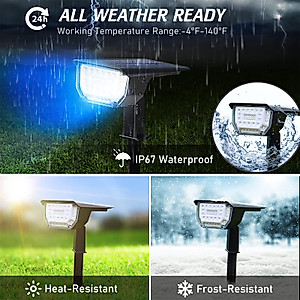 Hamenlo Solar Spot Lights Outdoor, 43 LEDs Outdoor Solar Landscape Spotlights IP67 Waterproof Adjustable 2-in-1 Solar Outdoor Landscape Lighting for Garden Yard Porch Walkway Pool Patio 2Pack Blue