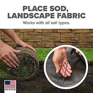 Pinnacle Mercantile USA Made 100 Pack Dissolving Garden Landscape Staples Weed Barrier Fabric Stakes 6 inch Pins Sod Staple 11 Gauge Steel