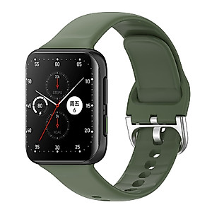 ECSEM Watch Bands Compatible with OPPO Watch 2 42MM 46MM,Silicone Wristband Adjustable Quick Release Replacement Band Sport Straps Smartwatch Accessories (46MM, Black/Green)