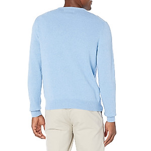 Amazon Essentials Men's Crewneck Sweater, 100% Cotton, Light Blue Heather, Large, Big & Tall Options Available
