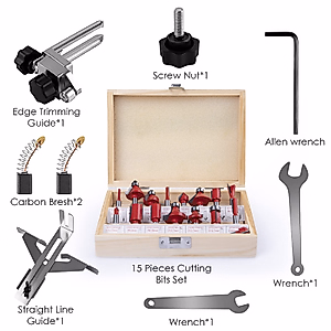 MeiMeiDa 800W Compact Wood Router Tool, Handheld Palm Routers for Woodworking with 6 Variable Speed,Electric Trimmer Wood Router with 15pcs 1/4" Router Bits,Wood Router for DIY Woodworking Handicraft