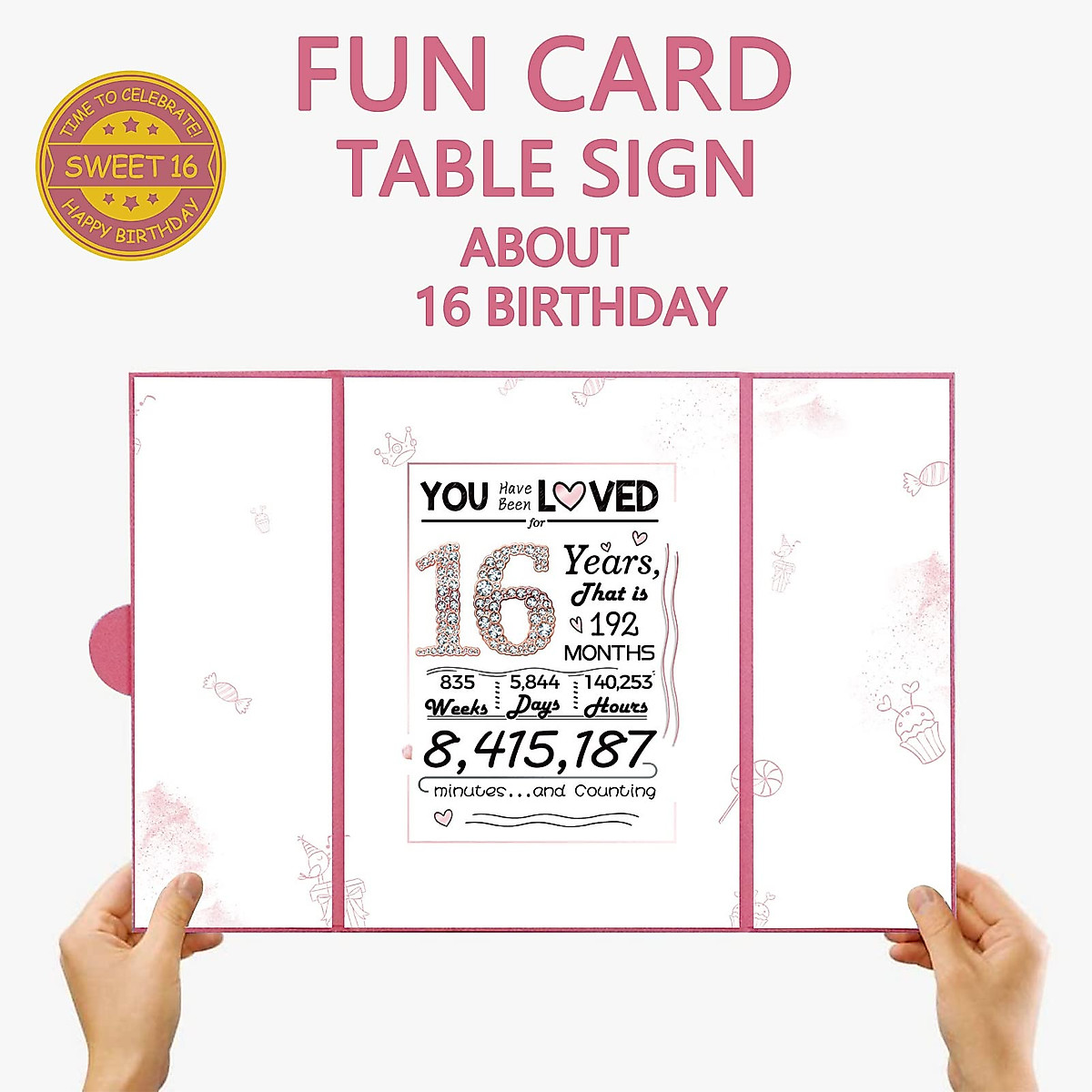 Vlipoeasn Sweet 16 Birthday Guest Book Signature Congrats Certificate Rose Gold 16th Birthday Decorations for Girl, 16th Birthday Decorations Guest Book Alternative, Sweet 16 Birthday Gifts for Girls