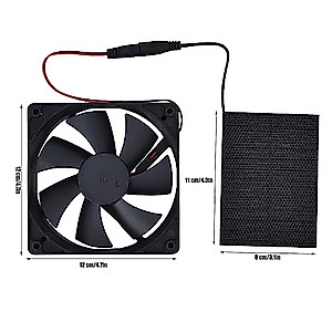 Solar Panel Fan Single Fan, Professional Solar Powered Exhaust Fan Kit Weatherproof Ventilation with Solar Panel Kit for Chicken Coops Greenhouses Sheds Pet Houses 3W 4.7x4.7in Fan