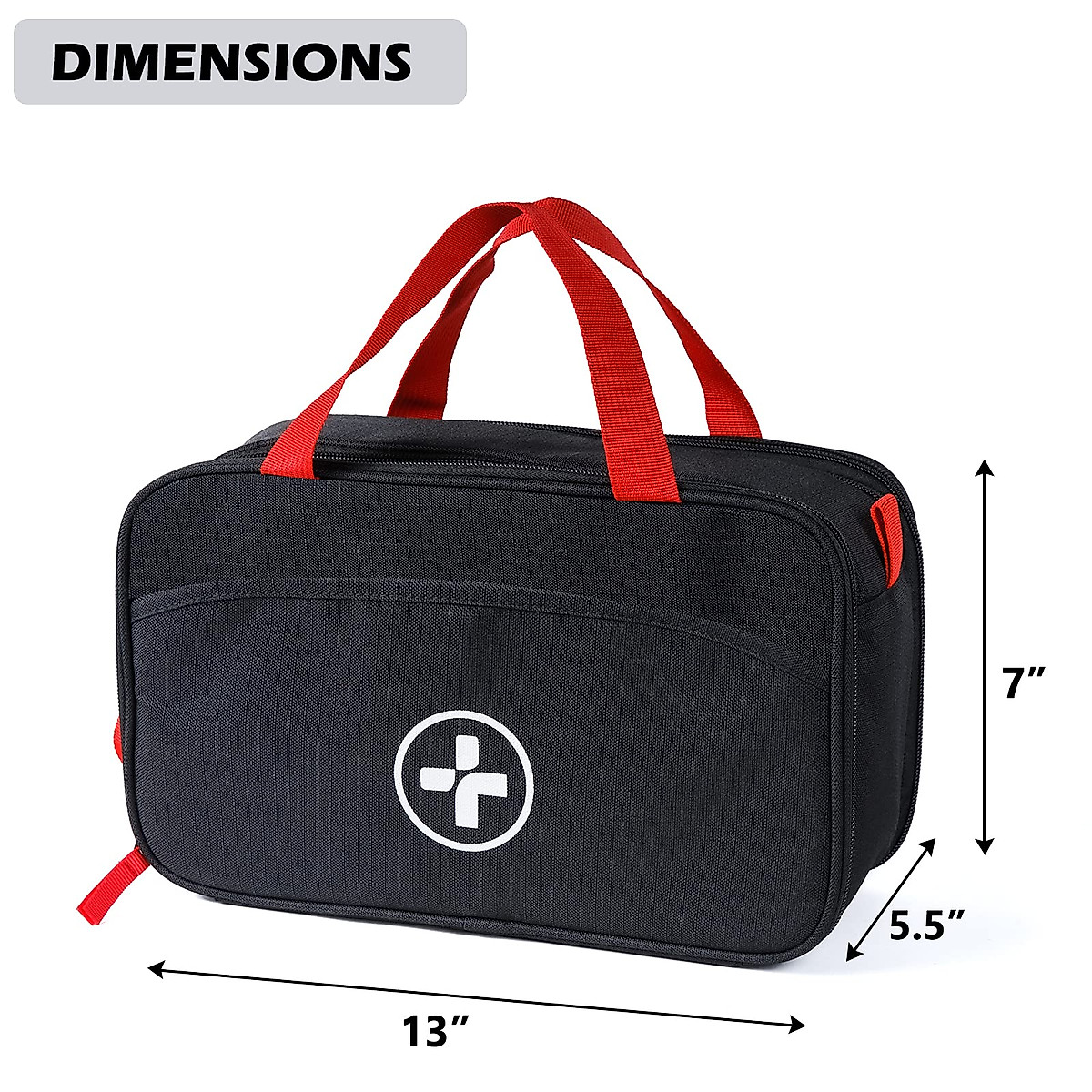 BAGSFY Full Open Medicine Bag Empty, Family First Aid Bag, Small Medicine Storage Bag,Pill Bottle Organizer for Emergency Medical Supplies, First Aid Box,First Aid Kit Bag, Black (Bag Only)