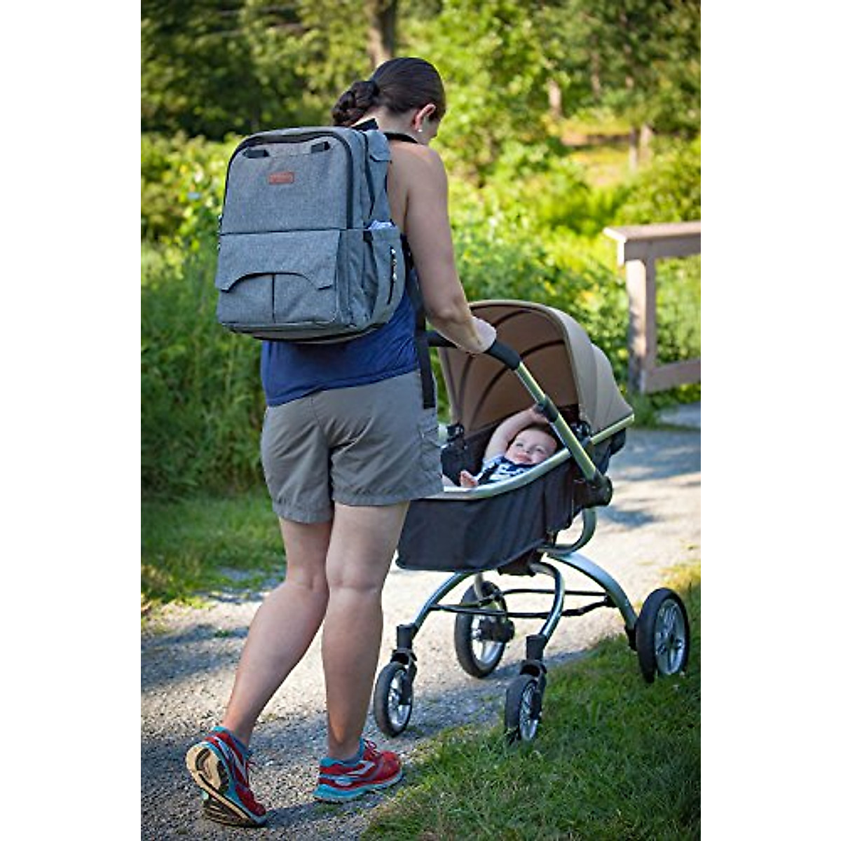 HYBLOM Diaper Bag Backpack With Baby Stroller Straps For Mom Dad, Multi-function Comfortable Nappy Bag Organizer Insulated Pockets, Mommy Backpack, Dark Grey