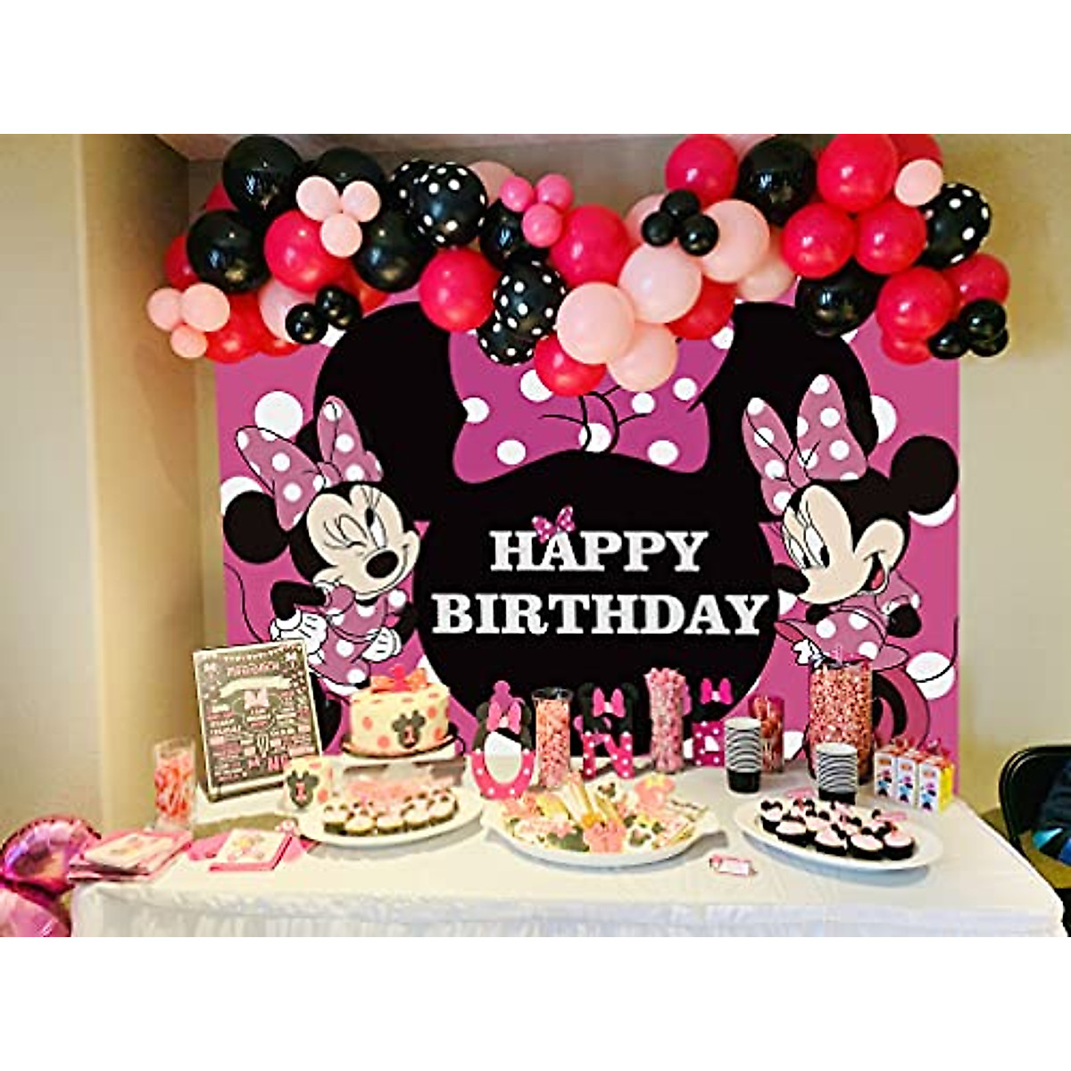 GCH Cartoon Photography Backdrop Girl 1st Birthday Background Princess Girls Hot Pink Decoration for Kids Baby Shower Party Supplies Banner Studio Props Customized Backdrops 7x5ft