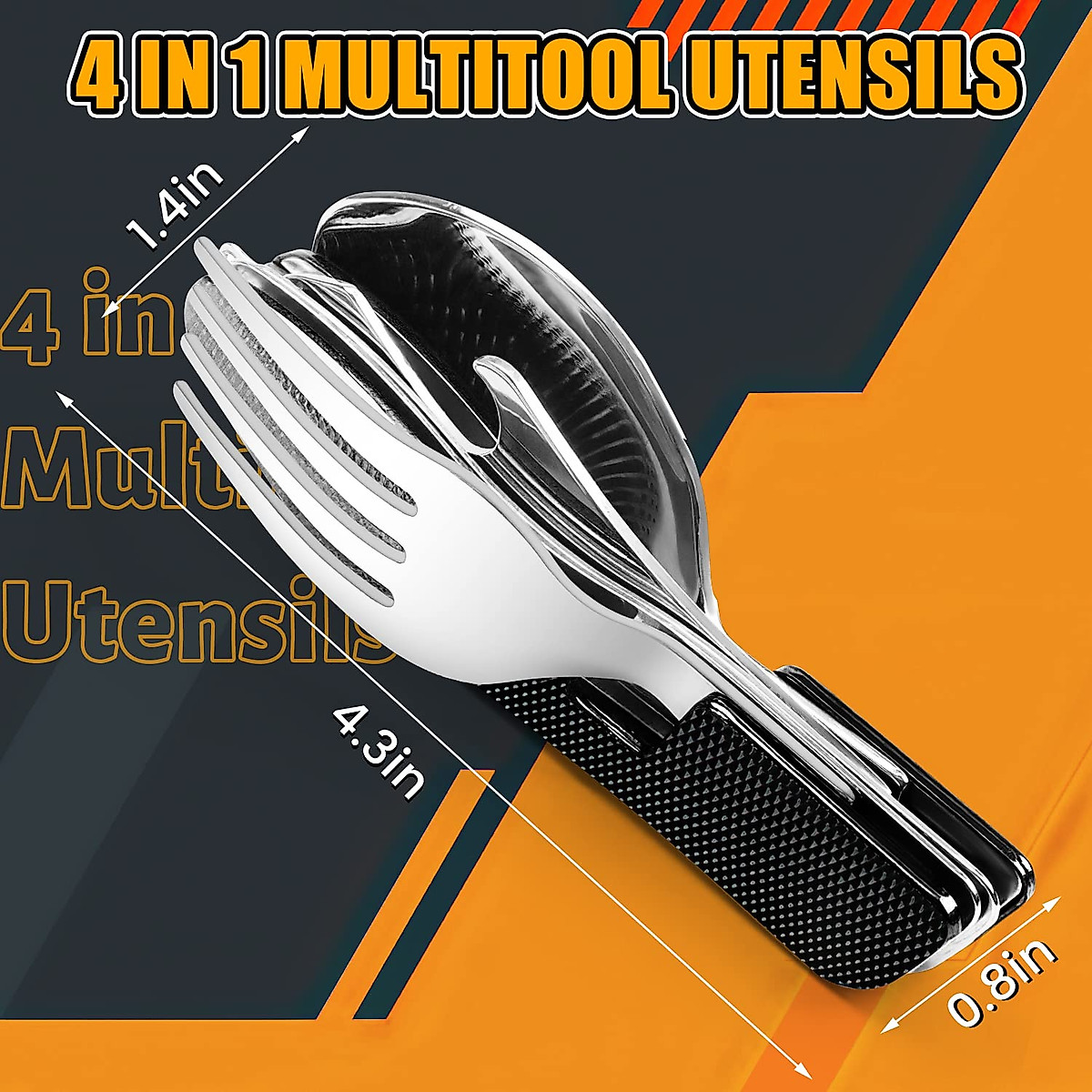 UMEINAC TECH Camping Utensils, 4 in 1 Travel Utensil Set Camping Fork Spoon Knife Set Camp Backpacking Utensils Folding Cutlery Set for Camping Hiking