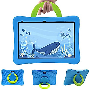 BYANDBY Kids Tablet 10 inch, Android Tablet for Kids, IPS HD Display 1280 X 800, 2GB+32GB ROM, Games, Wi-Fi, Parental Control, Dual Cameras, Tablet Silicone Case, Gift for Boys（Blue）