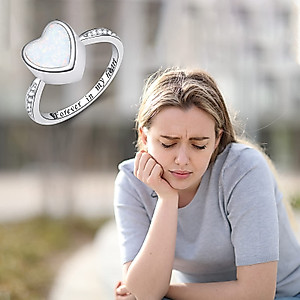 925 Sterling Silver Heart Urn Rings Hold Loved Ones Ashes Cremation Memorial Ring Keepsake Jewelry for Women for Human Ashes (White, 10)