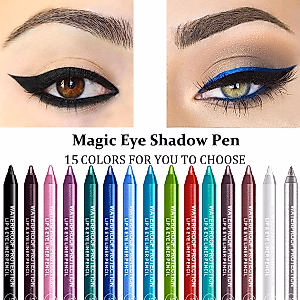 15 Colors Eyeliner Pen Set, Eye Shadow Pencil, Pearl Eyeliner Metallic Eyeliner Pencil Glitter Eyeliner for Women Eye&Lip Liner Professional Waterproof Eye Makeup Set Colorful Eyeliner Eye(15PCS)