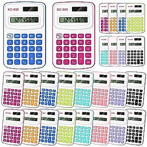 Treela 30 Pcs Pocket Size Calculator for Students Bulk Mini Handheld Calculator Basic Standard Calculators with Button Battery 8 Digit Display Desktop Calculator for School Kids Teacher (Mixed Color)