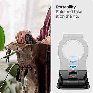 Spigen Mag Fit S Designed for MagSafe Charger Stand Aluminum Adjustable Phone Stand Compatible with iPhone 15/14/13/12 Series, AirPod Pro, AirPod Pro 2, AirPod 3 Charging Stand - Black