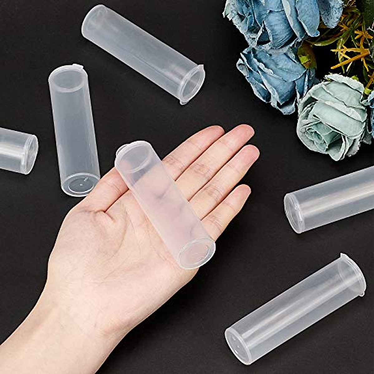 SUPERFINDINGS 15pcs White Column Transparent Containers 1.2" Plastic Bead Containers with Hinged Lids Flip Cover for Earplugs Pills Herbs Tiny Bead Earring Jewerlry Candy Gifts Party Favor and More