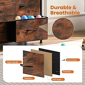 Sweetcrispy Dresser for Bedroom with 9 Fabric Drawers, Tall Chest Storage Tower, Organizer Units for Clothing Closet, Kidsroom Furniture, Steel Frame, Wood Top, Lightweight Quick Assemble Cabinet