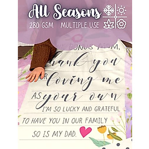 InnoBeta Bonus Mom Gifts, Bonus Mom Blanket, Stepmom Gifts, Mother's Day Birthday Gift for Stepmother, Bonus Mom, Stepmom, Thank You for Loving Me As Your Own, Soft Throw Blanket 50"x65"