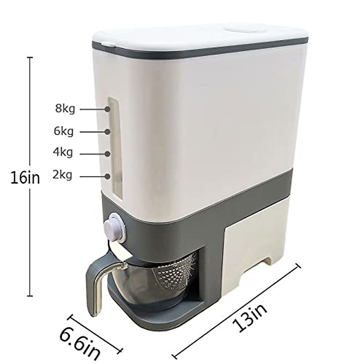 Upgrade Food Dispenser,22 Lb Rice Dispenser,Large Rice Storage Container with Measuring Cup,Dry Food Dispenser For Home and Kitchen Corn Soybean