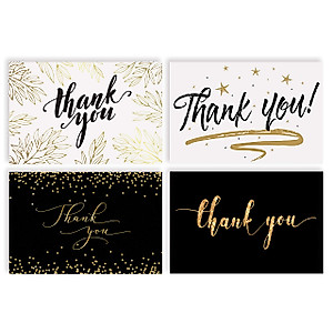 Better Office Products Thank You Cards with Envelopes (100 Pack), 4 x 6 inch, 4 Cover Designs, Blank Inside, All Occasions, Baby Showers, Graduation, and Weddings, Elegant Collection, 100 Pack
