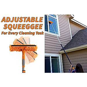 30 Foot High Reach Duster Kit with 7-24 ft Extension Pole // High Ceiling Dusting and Window Cleaning Kit with Telescopic Pole // Window Washer & Squeegee, Cobweb Duster, Fan Blade and Feather Duster