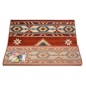 Nevita Collection Southwestern Native American Design Area Rug Rugs Geometric (Orange (Terra), 3 x 3)
