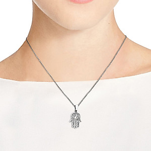 AeraVida Hamsa or Hand of God with the Star of David .925 Sterling Silver Pendant Necklace | Jewish Star of David in Hamsa Hand Pendant | Jewelry Gift