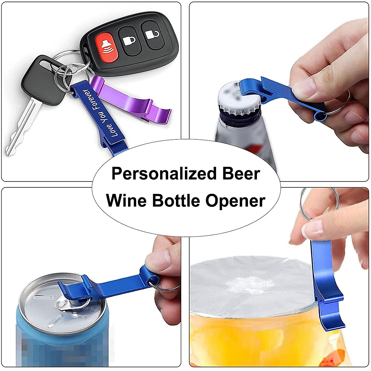 100Pcs Personalized Bottle Opener Custom Keychain Bulk Engraved Customized Wedding Party Baby Shower Favors Gifts for Guests