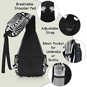 bisibuy Zebra Striped Sling Bag for Women Men Crossbody Sling Backpack Shoulder Bag Chest Bag Daypack for Travel Hiking Outdoor