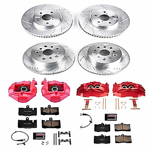 Power Stop KC4462, Z23 Front and Rear Brake Kit-Drilled/Slotted Rotors, Carbon Ceramic Pads, Calipers and 2 Front & 2 Rear Sensor Wires