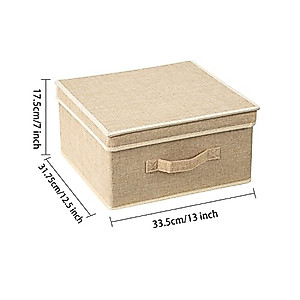 DOMEraax Storage Bins with Lid, Foldable Clothing Storage Box case with Handle for Toy, Books, Closet, Bedroom, Home, 4 Color Set, 13L x 12.5W x 7H inch